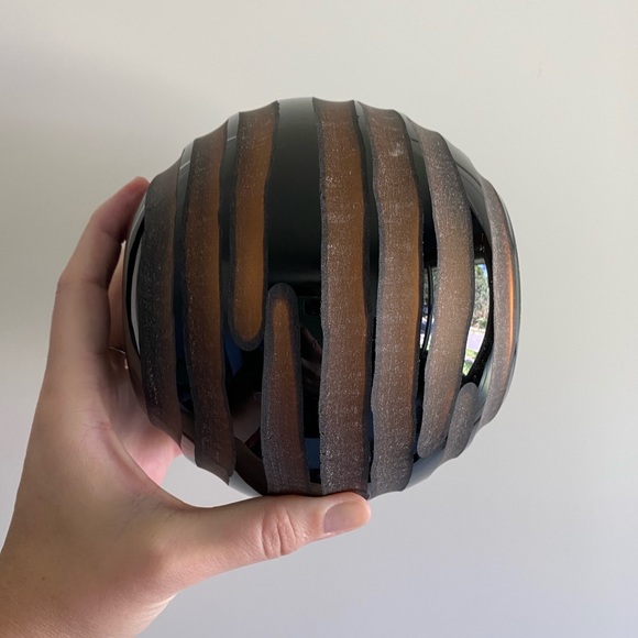 Vintage | Accents | Vintage Amber Colored Glass Orb Vase Art Glass Cut ...